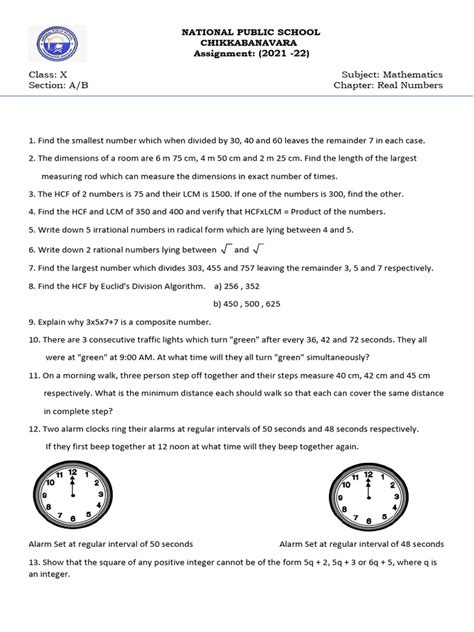 Grade 10 Real Numbers Worksheet Pdf