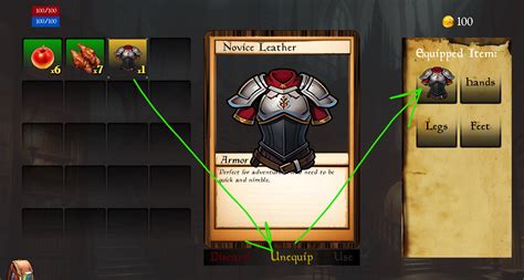 Use Equip Discard Buttons Itch Io