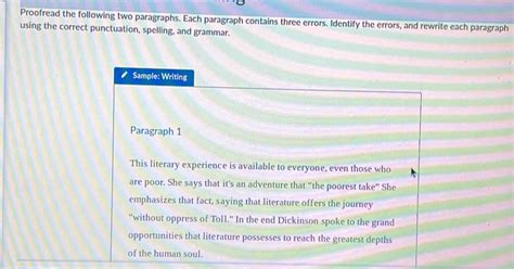 Solved Proofread The Following Two Paragraphs Each Paragraph Contains Three Errors Identify