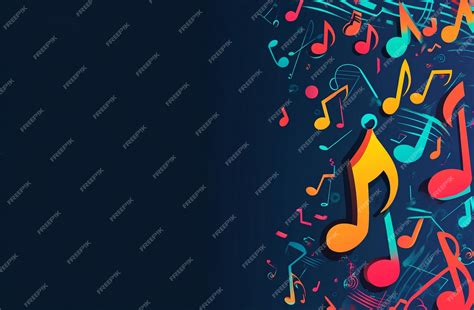 A Music Themed Background With Musical Notes And Clefs In The Corner
