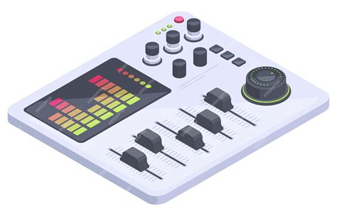 아이소메트릭 항공기 대시보드 슬라이더 컨트롤러 및 단추가 있는 우주선 컨트롤 패널 흰색 배경에 격리된 3d 벡터 그림 프리미엄 벡터