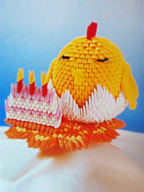 Курча з паперу в техніці орігамі модульне Вишивка бісером