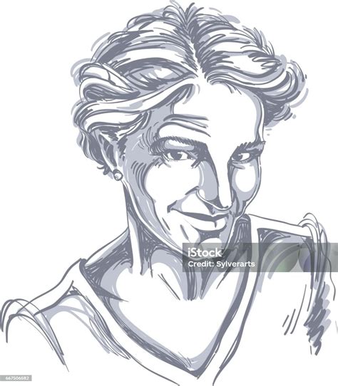 단색 벡터 손으로 그린 이미지 회의론 자 젊은 여자 검은 색과 짧은 머리를 가진 까다로운 여자의 흰색 그림입니다 개성 개념에 대한 스톡 벡터 아트 및 기타 이미지 Istock