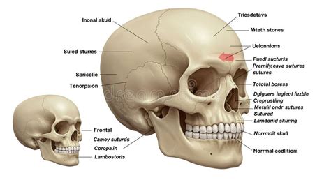 Illustration Of Two Human Skulls In A Side View Featuring Anatomical
