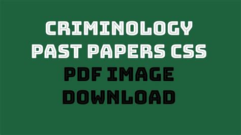 Criminology Past Papers Css Pdf Image Download