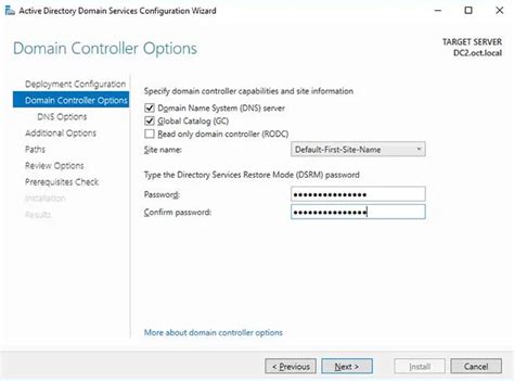 Добавление контроллера домена Windows с помощью установочного носителя Windows