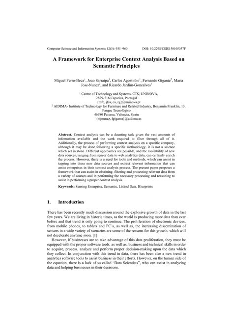 Pdf A Framework For Enterprise Context Analysis Based On Semantic