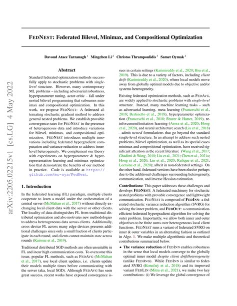 Pdf Fednest Federated Bilevel Minimax And Compositional Optimization