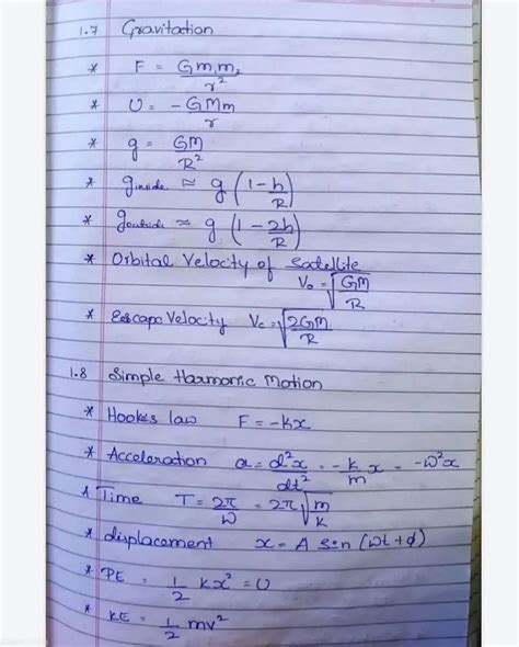 Fundamental And Important Formulas In Physics