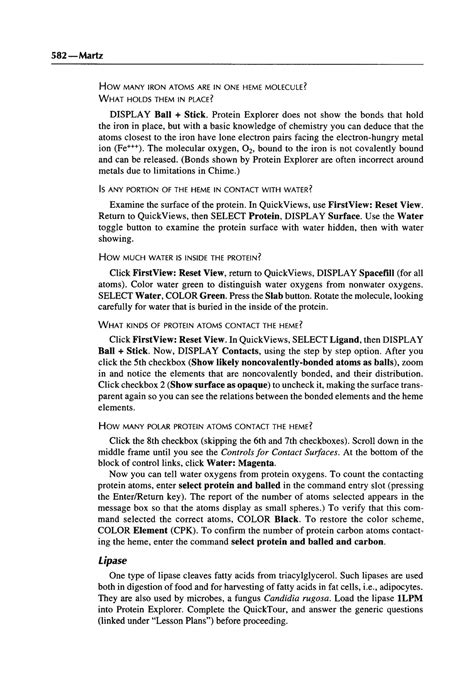 Introduction To Bio Informatics 113 582 Martz How Many Iron Atoms Are In One Heme Molecule