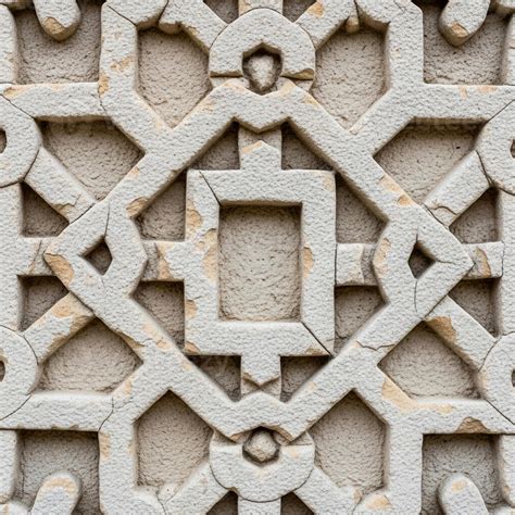 Intricate Geometric Stone Carving Showcases A Repeating Pattern Of