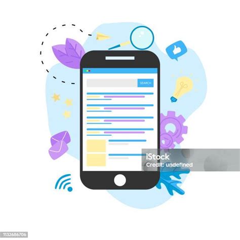 검색 엔진 결과 Pag 벡터 쿼리의 검색 결과를 표시 하는 페이지 스마트 폰에 웹 검색 개념 인터넷에 대한 스톡 벡터 아트 및 기타 이미지 Istock