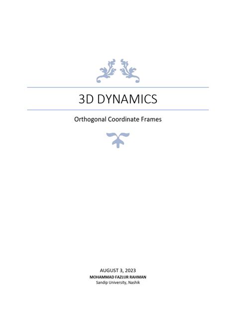 3d Dynamics 0102 Fundamentals Of Kinematics Orthogonal Coordinate Frames Pdf Euclidean