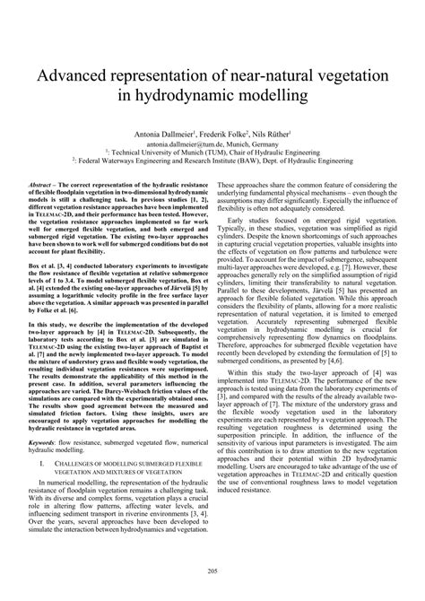 Pdf Advanced Representation Of Near Natural Vegetation In Hydrodynamic Modelling