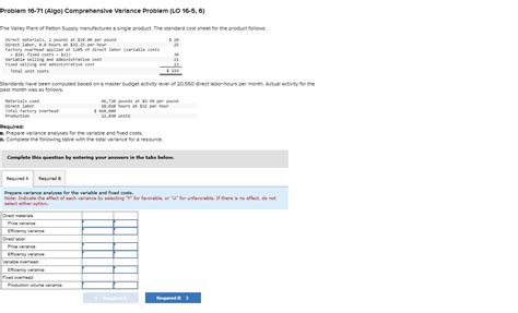 solved problem 16 71 algo ﻿comprehensive variance problem