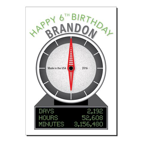 6th Birthday Card Clock Statistics Name Stu Art Concepts