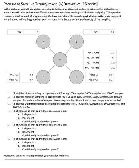 PROBLEM SAMPLING TECHNIQUES AND IN DEPENDENCE Chegg