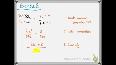 Algebraic Fractions Add Subtract Youtube