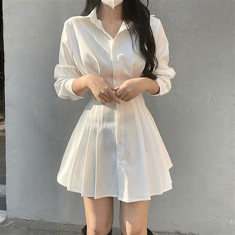 자체제작 장판매 로제 핀턱 셔츠 카라 허리끈 미니 셔츠원피스 에이블리