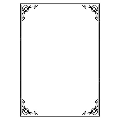 Black A4 Border Floral Abstract Corner Design Black A4 Border Border