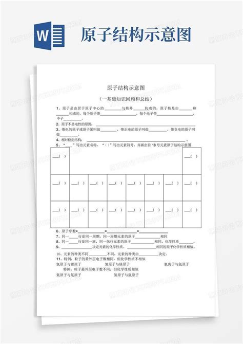 原子结构示意图word模板下载 编号lkdzankz 熊猫办公