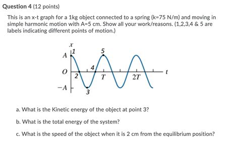 Solved Question 4 12 Points This Is An X T Graph For A 1kg