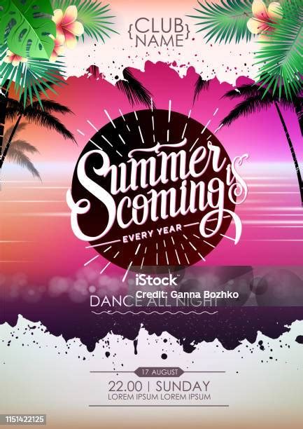 여름 디스코 포스터 칵테일 비치 파티입니다 모든 순간을 즐길 수 있는 레터링 포스터 클럽에 대한 스톡 벡터 아트 및 기타 이미지 클럽 해변 파티 계절 Istock