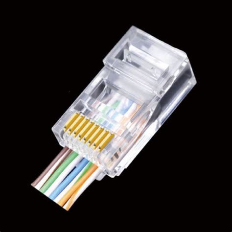 Коннектор Rj 45 8p 8c Cat5e со сквозным отверстием для одножильного и многожильного кабеля