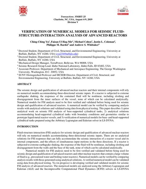 Pdf Verification Of Numerical Models For Seismic Fluid Structure Interaction Analysis Of