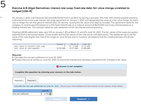 Solved Exercise A 6 Algo Derivatives Interest Rate Swap Chegg