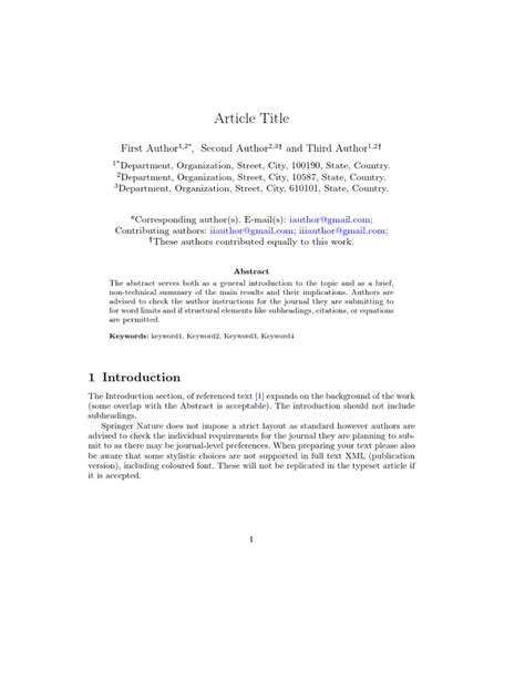 Springer Nature Latex Template Pdf Computing Computer Programming