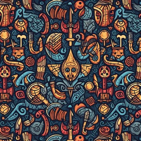 Premium Ai Image A Colorful Pattern Of Stylized Stylized Shapes On A Dark Background Generative Ai