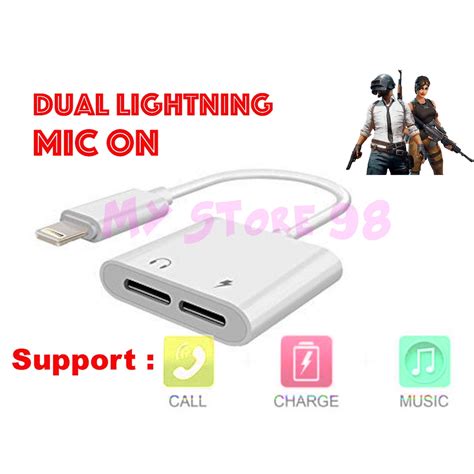 Jual Dual Connector Lightning For Charging And Headset Shopee Indonesia