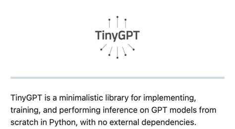 Tinygpt Python만으로 구현한 Gpt 모델 구현 라이브러리 읽을거리and정보공유 파이토치 한국 사용자 모임