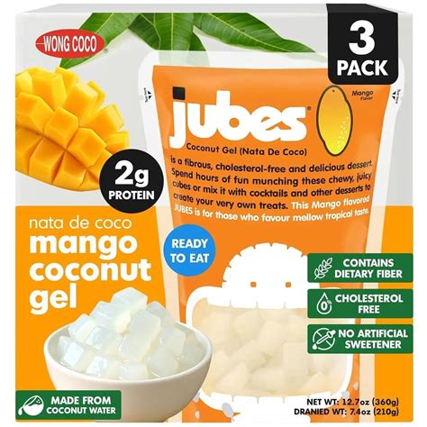 Jubes Mango Nata De Coco Jelly Cubes 127 Oz Pack Of 3 Mango