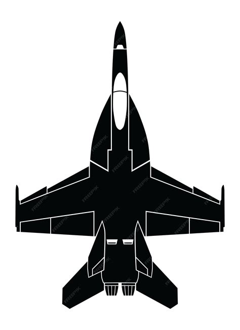 Jet Fighter Silhoutte F18 Super Hornet Top View Premium Vector