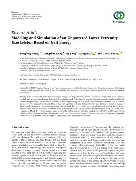 Pdf Modeling And Simulation Of An Unpowered Lower Extremity