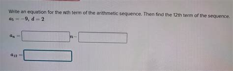 Solved Write An Equation For The Nth Term Of The Arithmetic