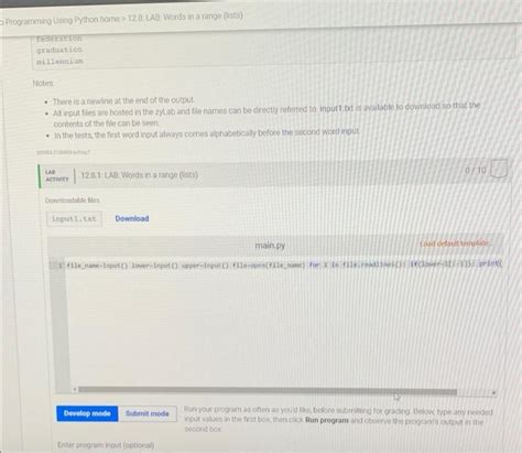 Solved 12 8 LAB Words In A Range Lists Write A Program Chegg