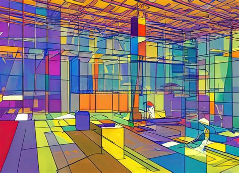 Ai Data Analyst Job Fictional Work Environment Stock Illustration Illustration Of Building