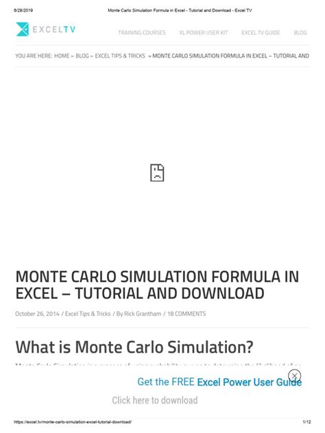 Monte Carlo Simulation Formula In Excel Tutorial And Download Excel