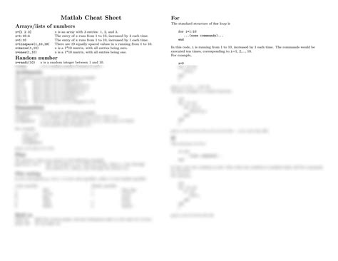 SOLUTION Matlab Cheatsheet9 Studypool
