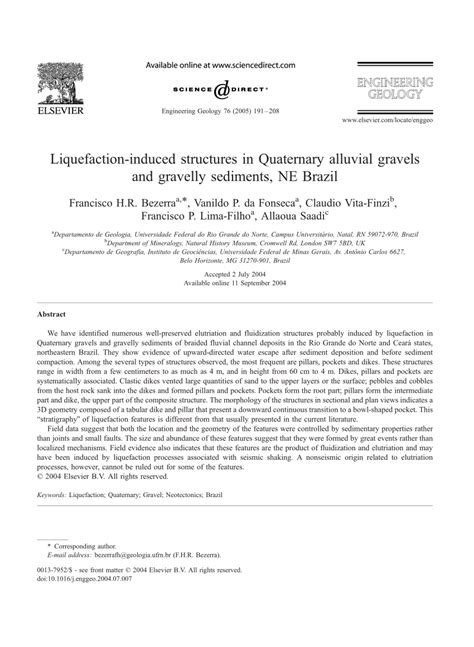 Pdf Liquefaction Induced Structures In Quaternary Alluvial Gravels And Gravelly Sediments Ne