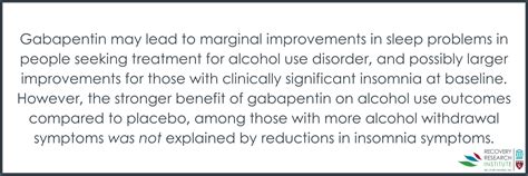 Can Gabapentin Help People With Alcohol Use Disorder By Improving Sleep Recovery Research