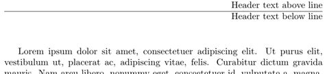 fancyhdr text above and below header rule hanging header text tex