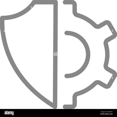 Protective Shield With Gear Line Icon Security System Settings