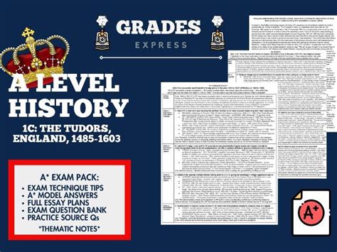 AQA A LEVEL HISTORY 1C The Tudors England 1485 1603 A Essay Plans Teaching Resources