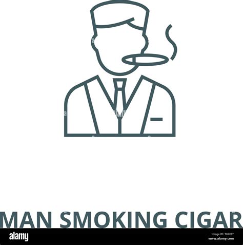 Man Smoking Cigar Vector Line Icon Linear Concept Outline Sign Symbol Stock Vector Image