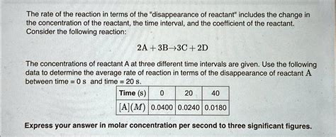 solved the rate of the reaction in terms of the disappearance of