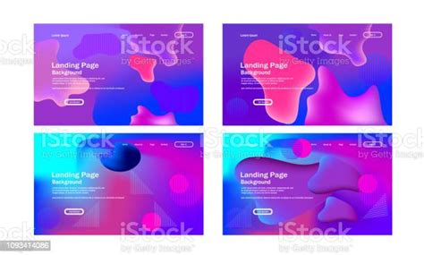화려한 3d 기하학적 방문 페이지 배경 템플릿입니다 와 액체 모양 구성 벡터입니다 0명에 대한 스톡 벡터 아트 및 기타 이미지 0명 기포 디자인 Istock